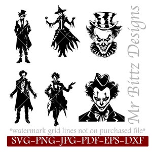 Evil Clown SVG Bundle, Jester DIY Transfer Sticker, Iron on Graphic ...