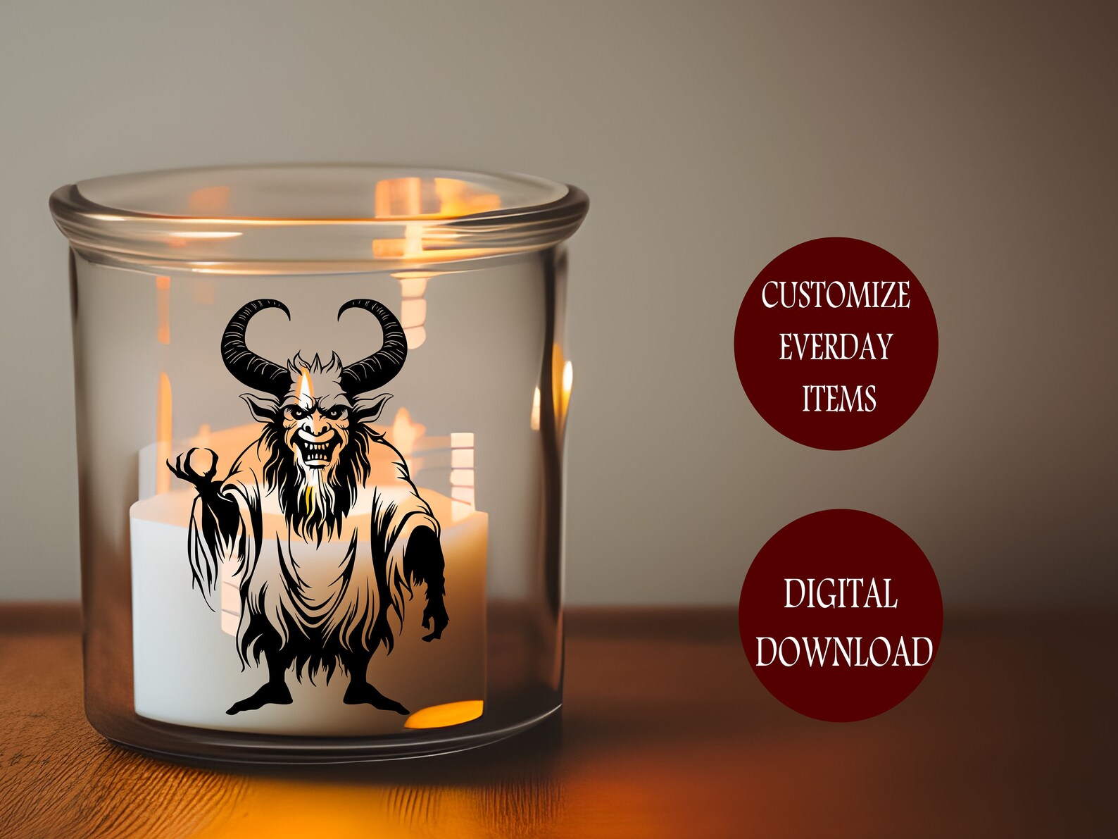 Krampus SVG, DIY Transfer Sticker, Iron on Demon Graphic, Fantasy ...