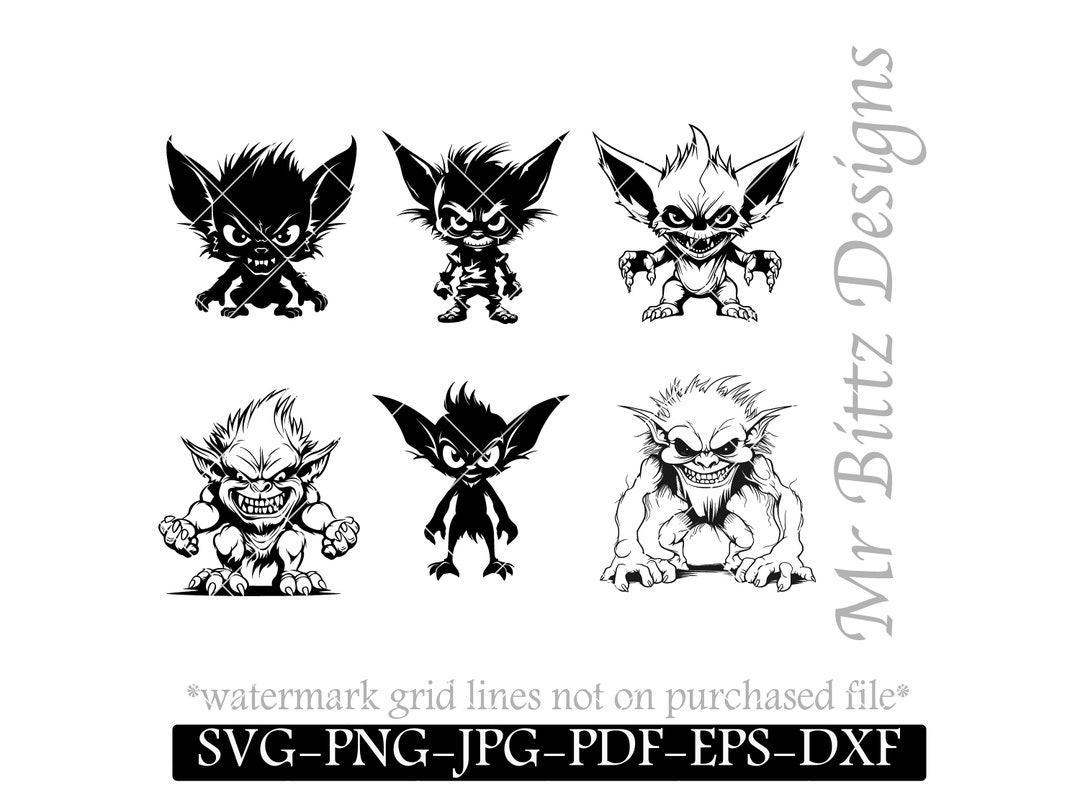6 Goblin SVG Bundle, Mischievous Gremlin, Imp, Hobgoblin, Troll, Puck ...