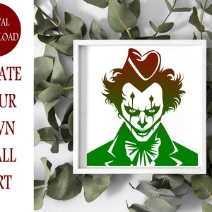 Clown SVG, Evil Jester DIY Transfer Sticker, Iron on Graphic, Stencil ...
