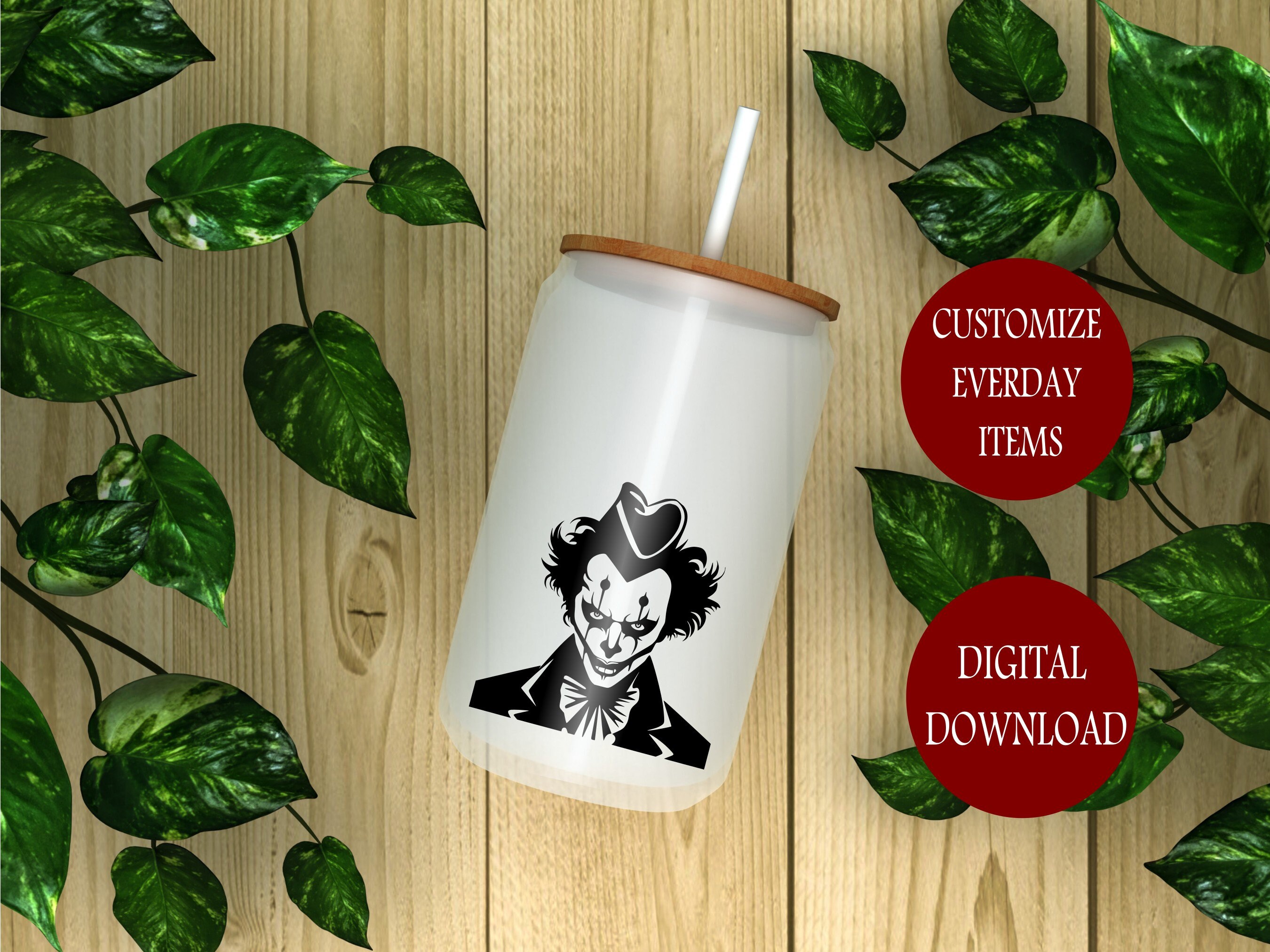 Clown SVG, Evil Jester DIY Transfer Sticker, Iron on Graphic, Stencil ...