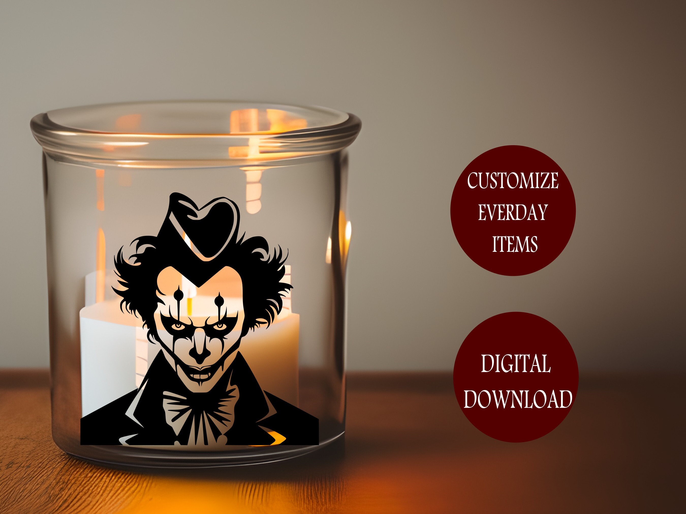 Evil Clown SVG Bundle, Jester DIY Transfer Sticker, Iron on Graphic ...