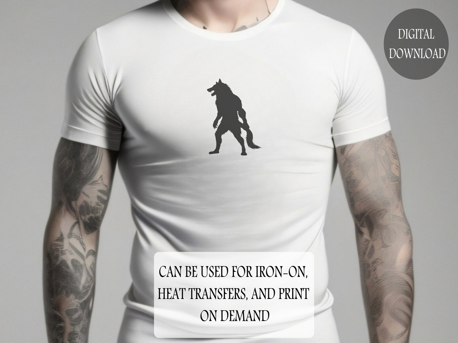 Wolfman SVG, Werewolf DIY Transfer Sticker, Iron on Graphic, Full Moon ...