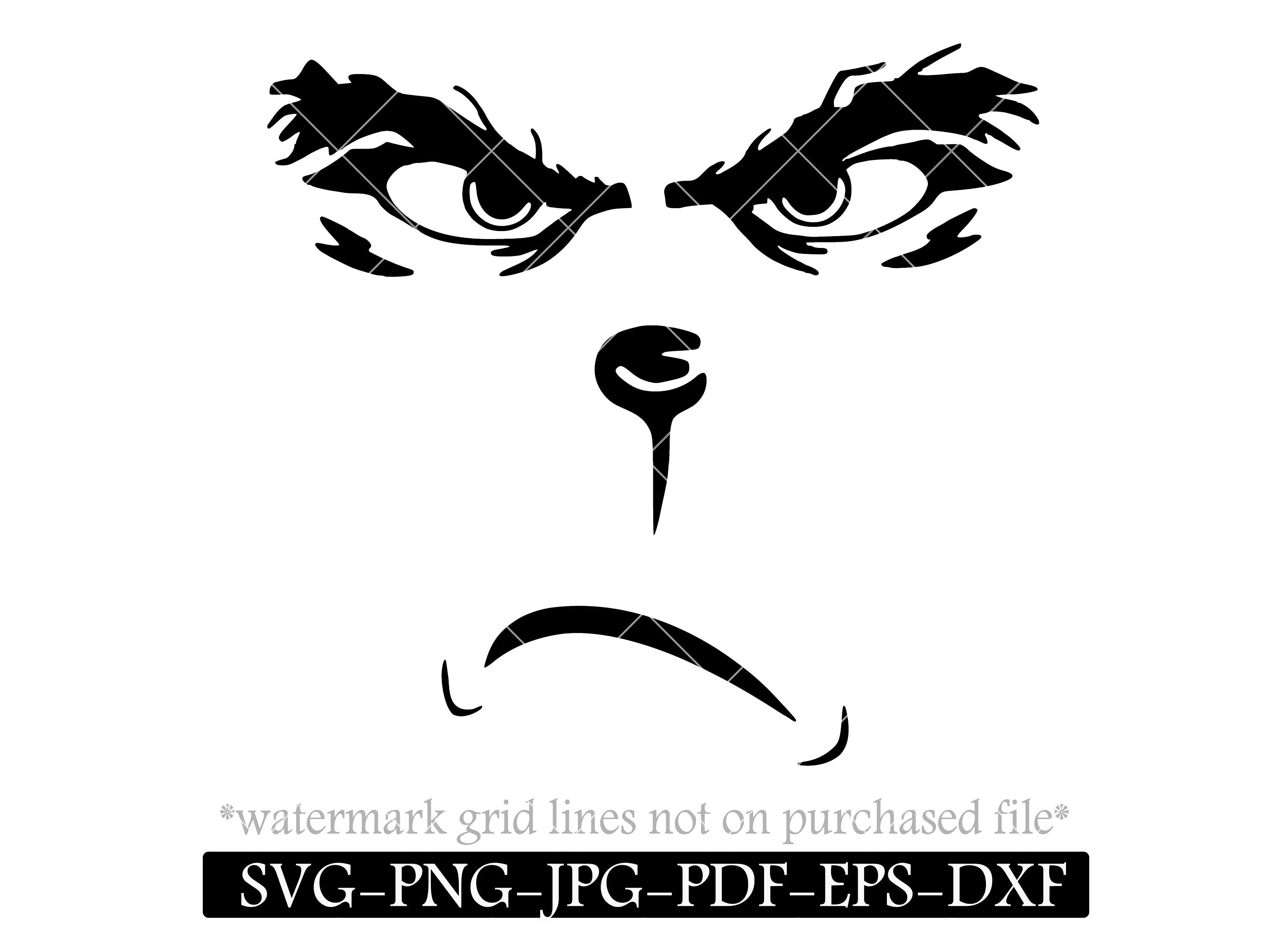 Grinch Frown SVG Christmas Digital Download, Stencil, Iron on Graphic ...