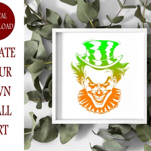 Clown SVG, Evil Jester DIY Transfer Sticker, Iron on Graphic, Stencil ...