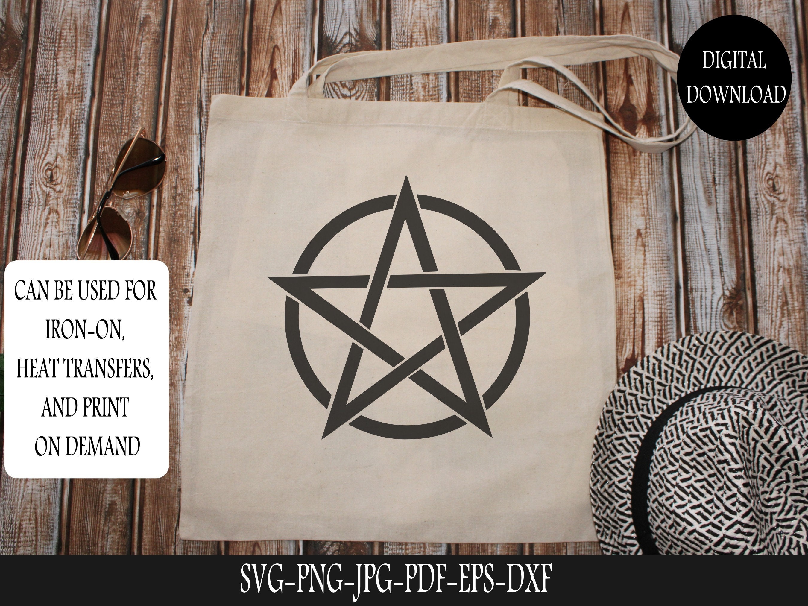 Pentacle SVG Pentagram DIY Transfer Sticker Iron on Graphic - Etsy
