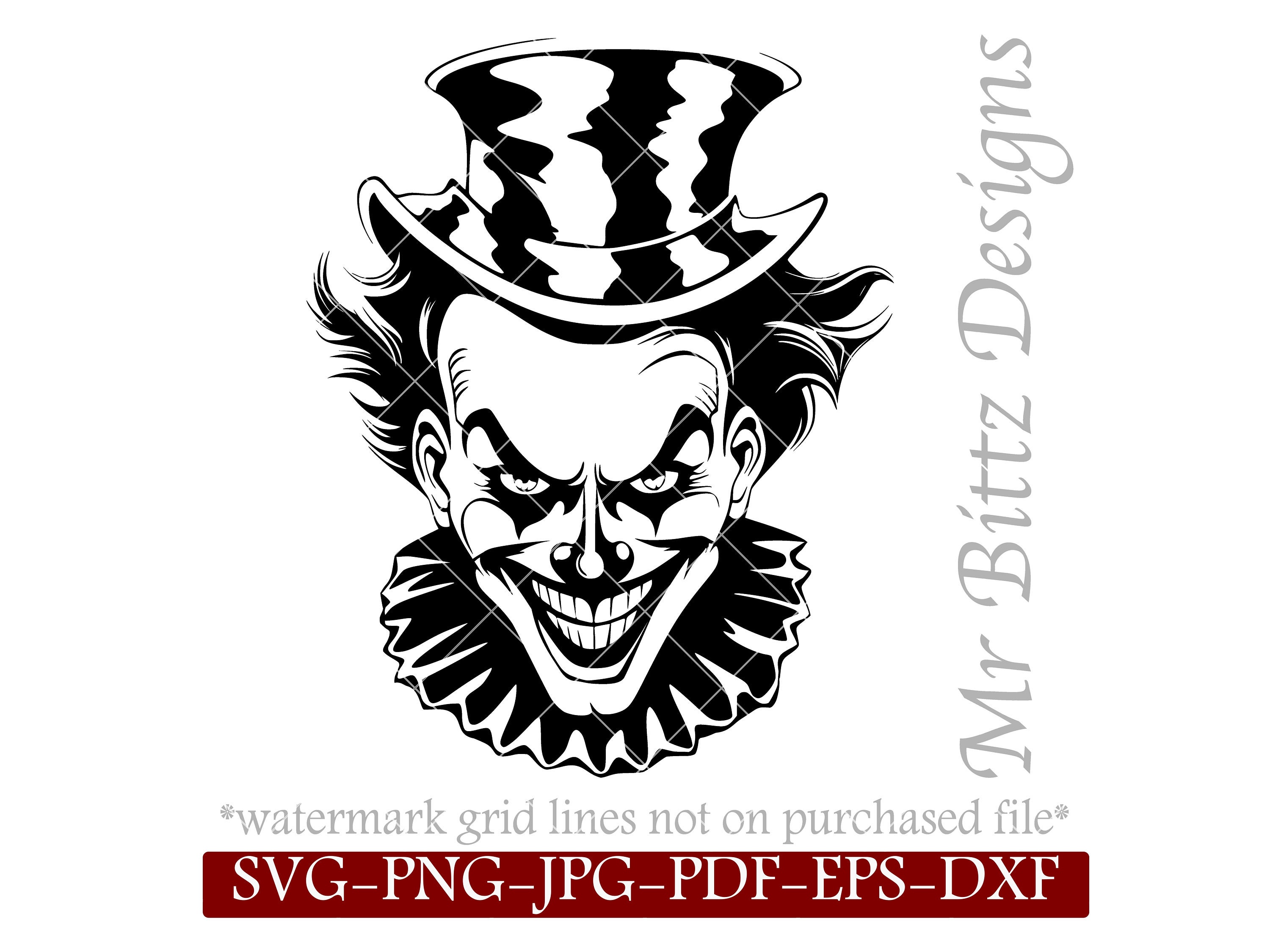 Clown SVG, Evil Jester DIY Transfer Sticker, Iron on Graphic, Stencil ...