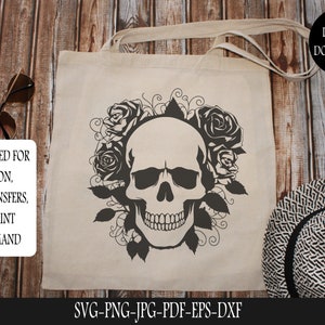 Skull With Roses SVG Gothic SVG Files Skull With Flowers - Etsy