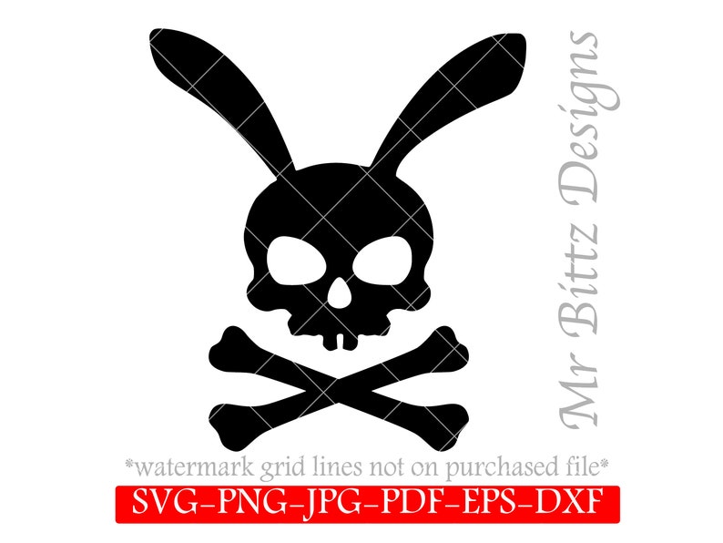 Easter Bunny Skull and Crossbones SVG, Evil Rabbit Silhouette JPG, Grim ...