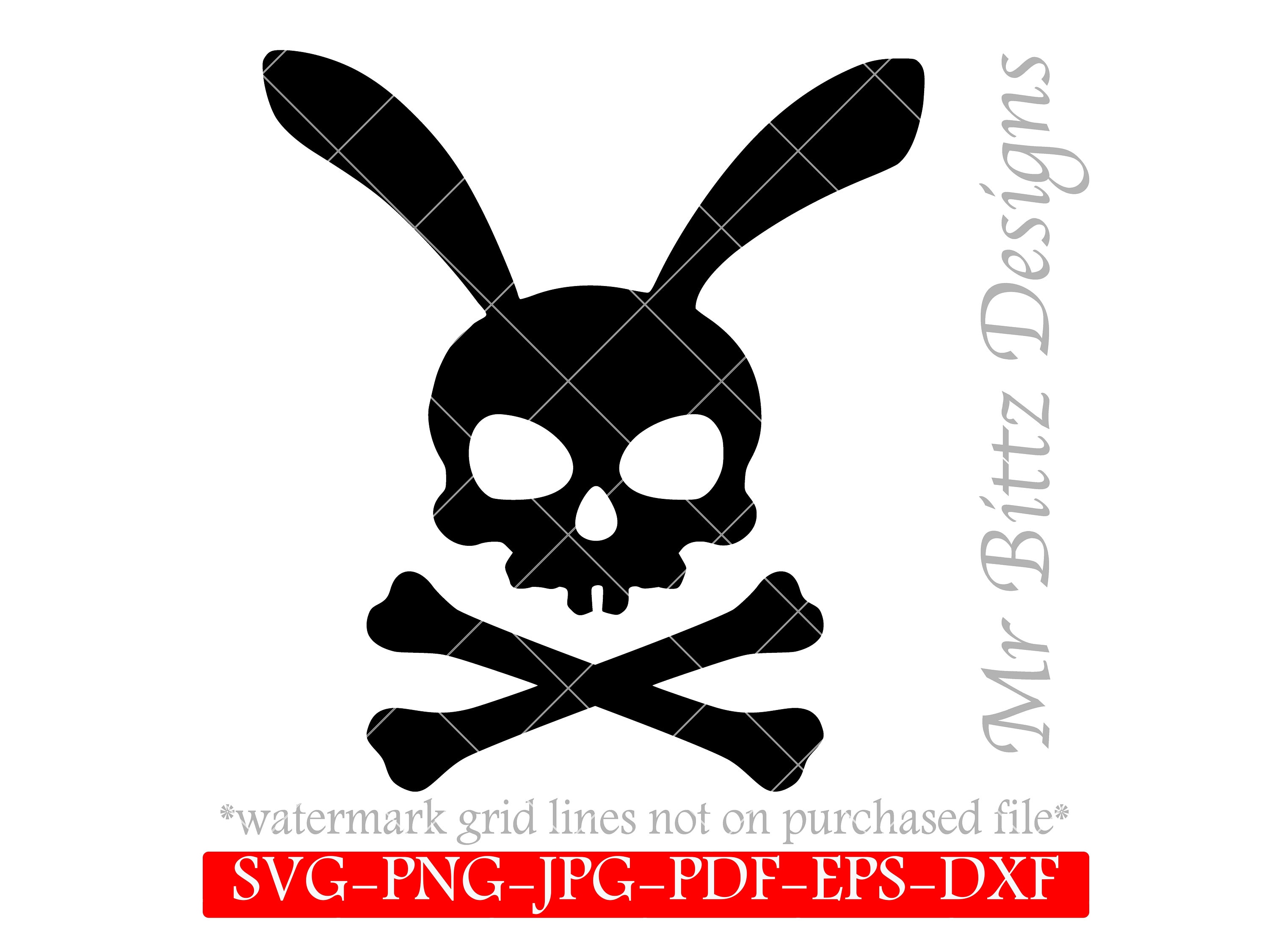 Easter Bunny Skull and Crossbones SVG, Evil Rabbit Silhouette JPG, Grim ...