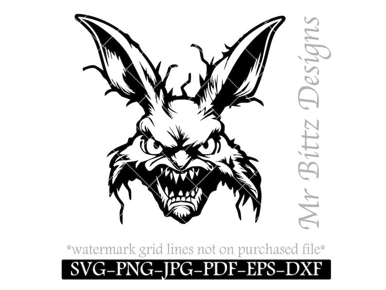 Bad Bunny SVG, Evil Rabbit Silhouette JPG, Angry Easter Bunny Pdf ...