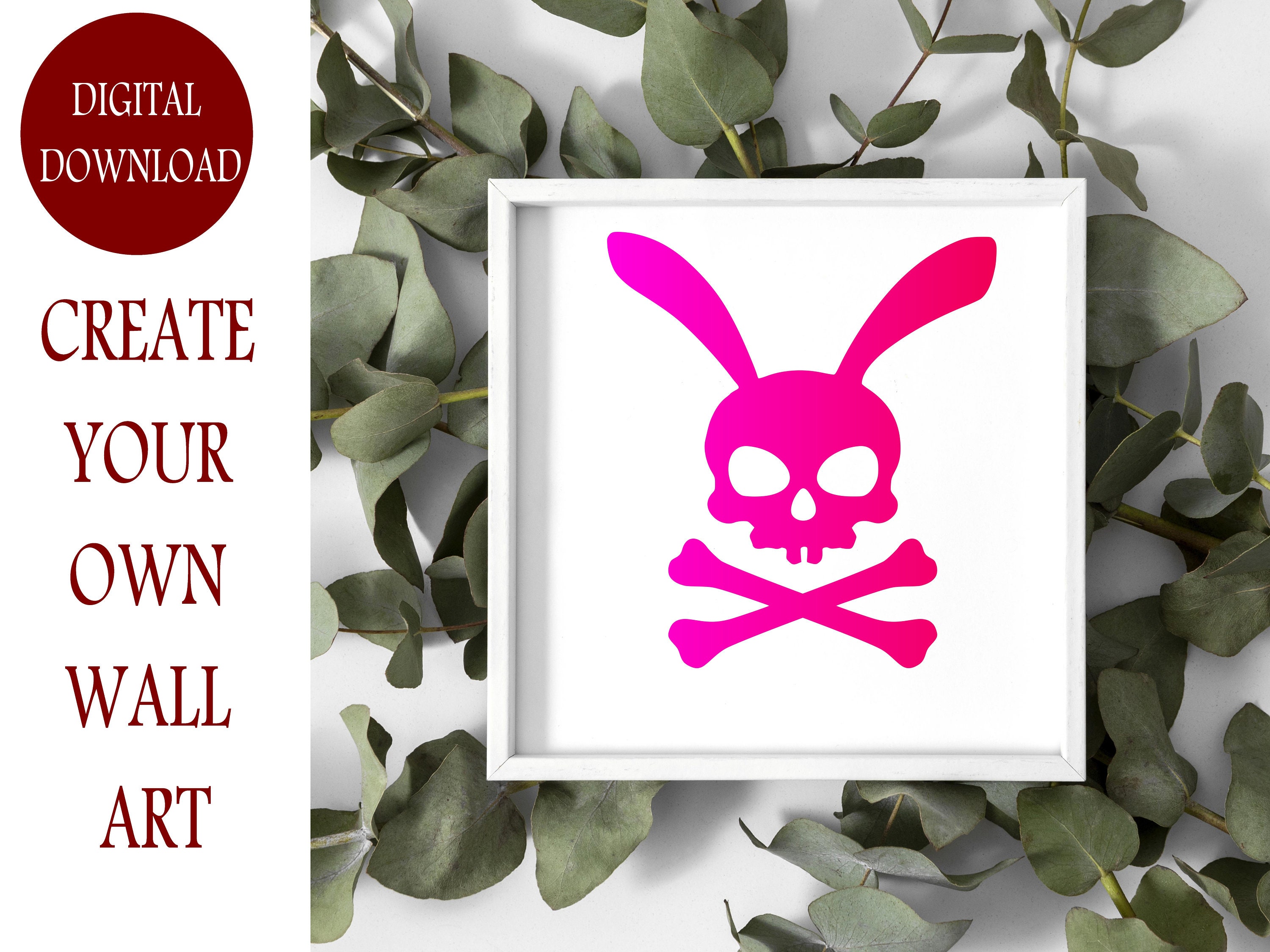 Easter Bunny Skull and Crossbones SVG, Evil Rabbit Silhouette JPG, Grim ...
