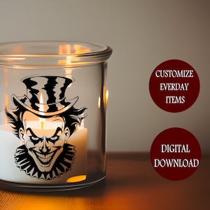 Clown SVG, Evil Jester DIY Transfer Sticker, Iron on Graphic, Stencil ...