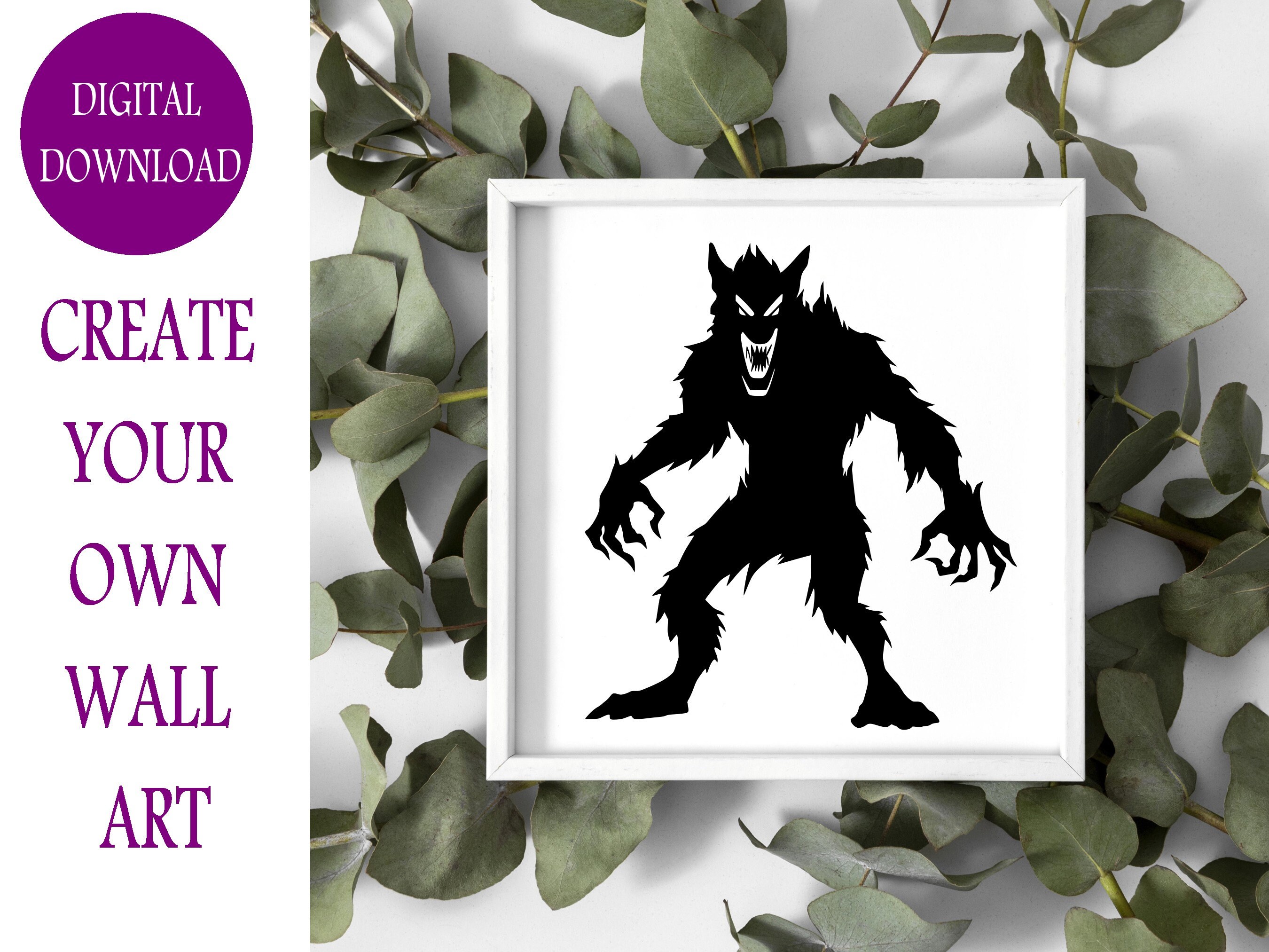 Werewolf SVG, Wolfman DIY Transfer Sticker, Iron on Graphic, Full Moon ...