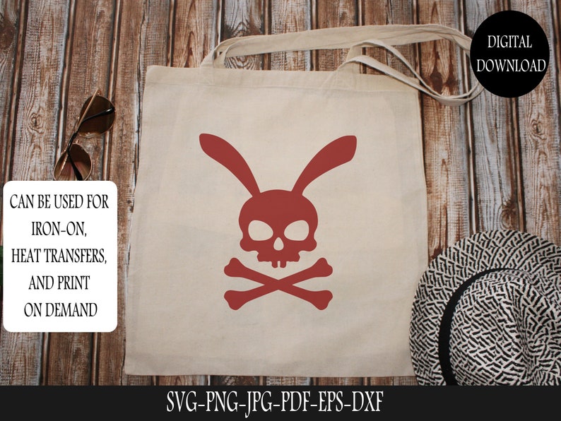 Easter Bunny Skull and Crossbones SVG, Evil Rabbit Silhouette JPG, Grim ...