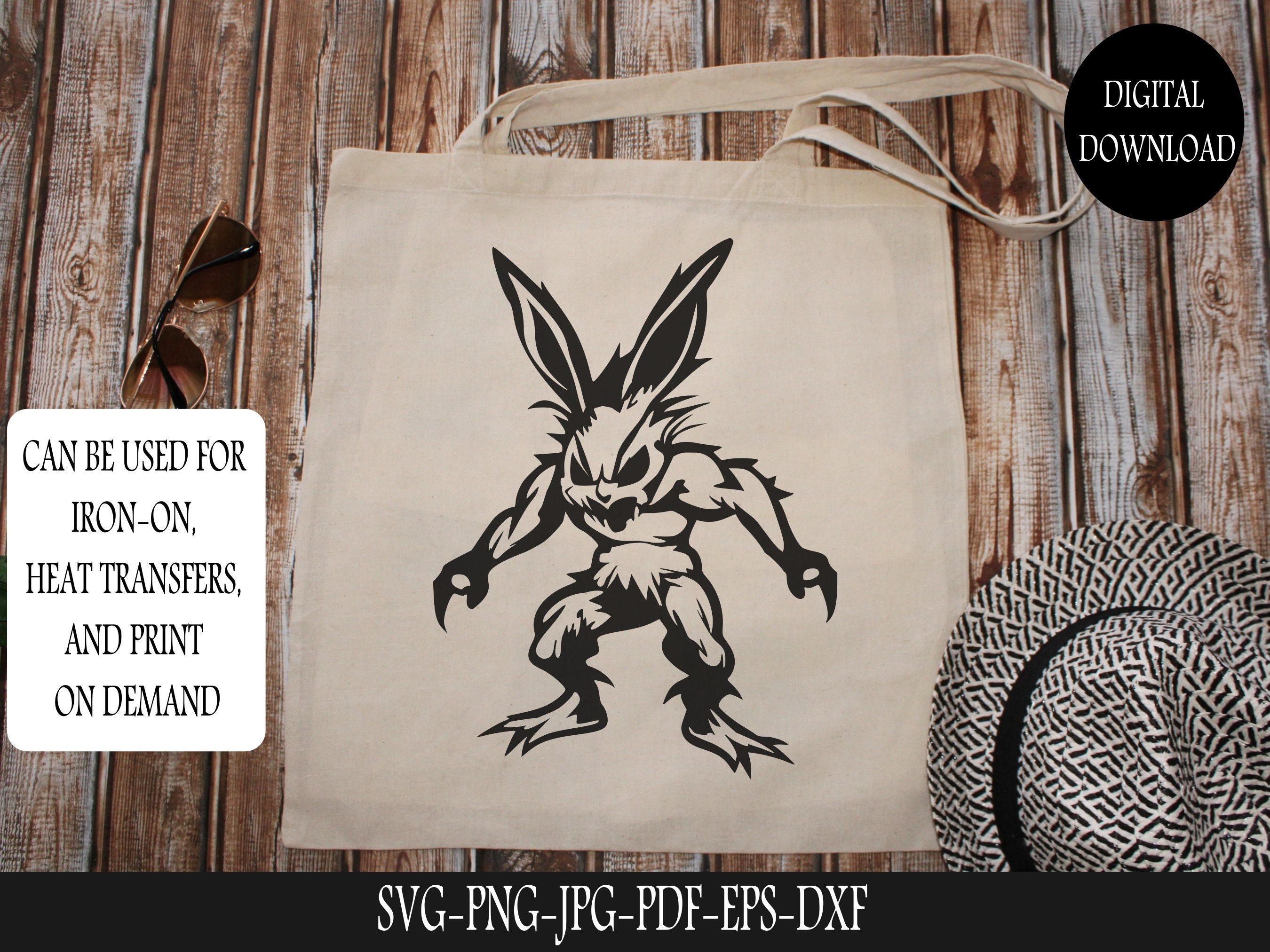 Evil Rabbit SVG, Bad Bunny Silhouette, Easterween, Cricut Cut File ...