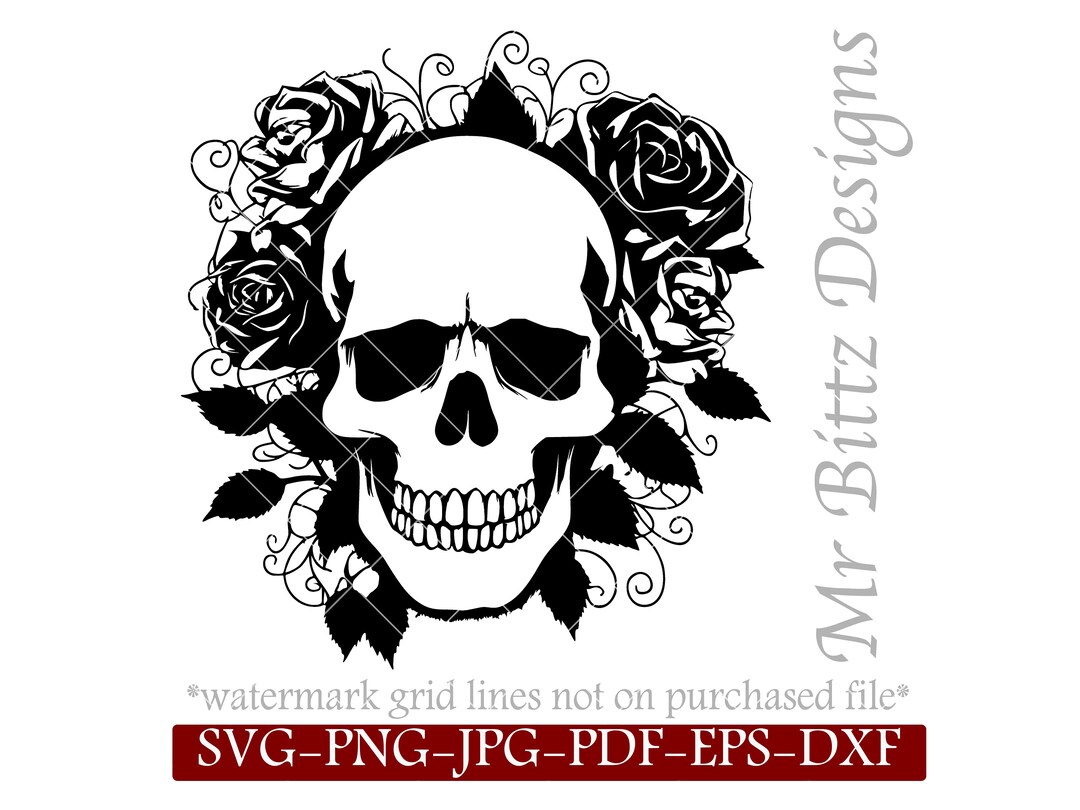 Skull With Roses SVG Gothic SVG Files Skull With Flowers - Etsy