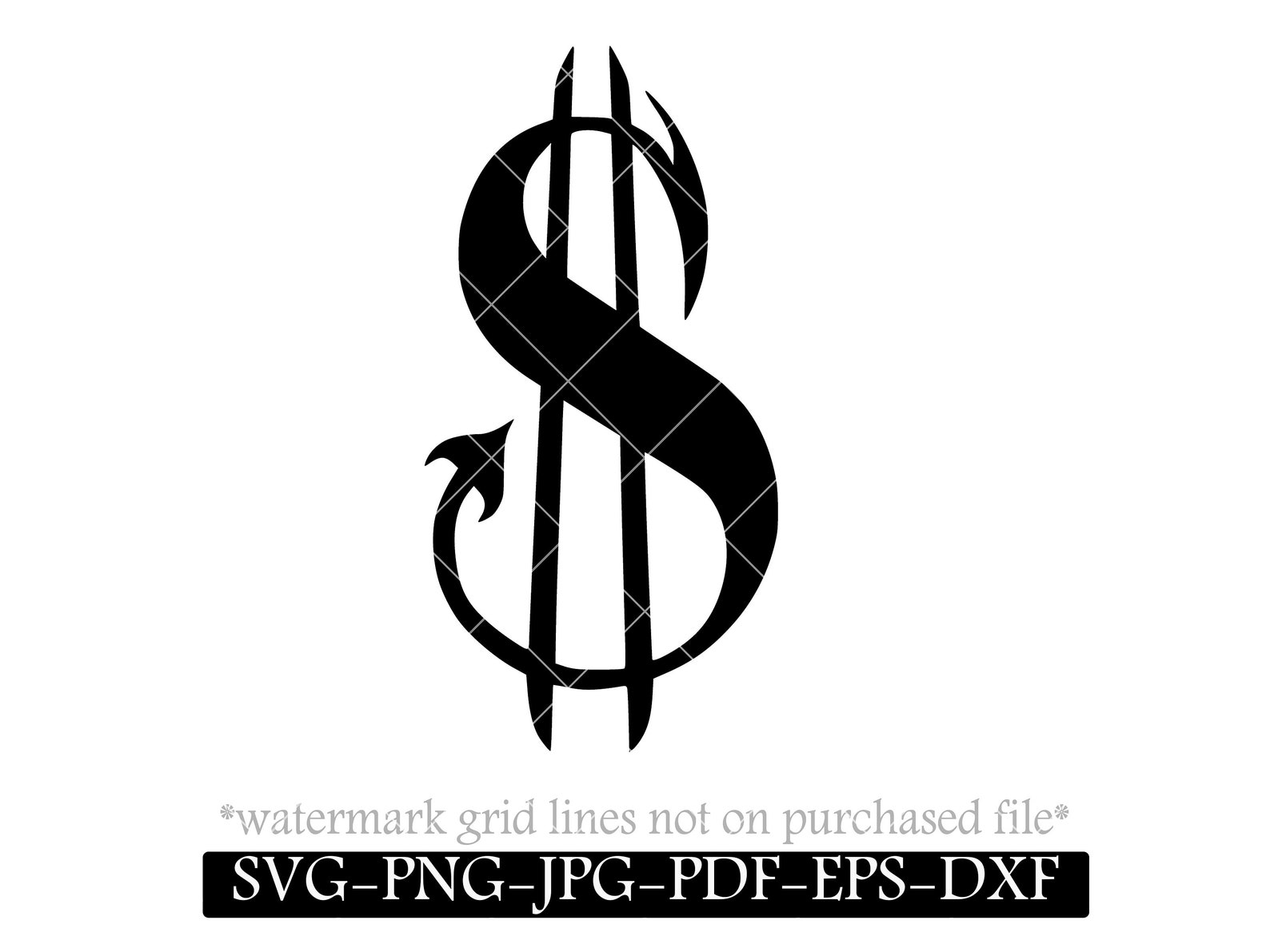 Devil Dollar Symbol SVG, DIY Decal, Evil Dollar Symbol, Digital Download, Cricut File, Iron On ...