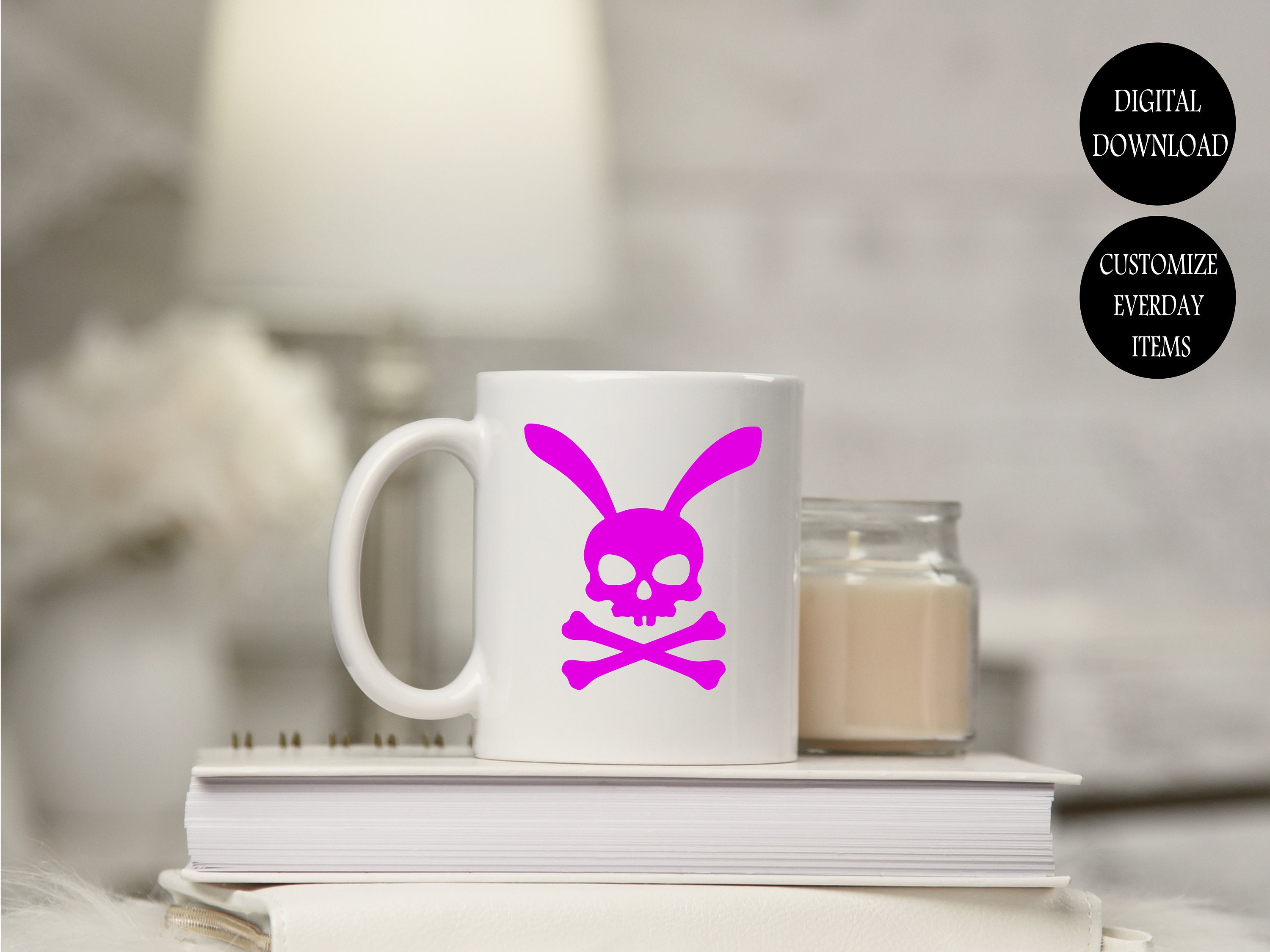 Easter Bunny Skull and Crossbones SVG, Evil Rabbit Silhouette JPG, Grim ...