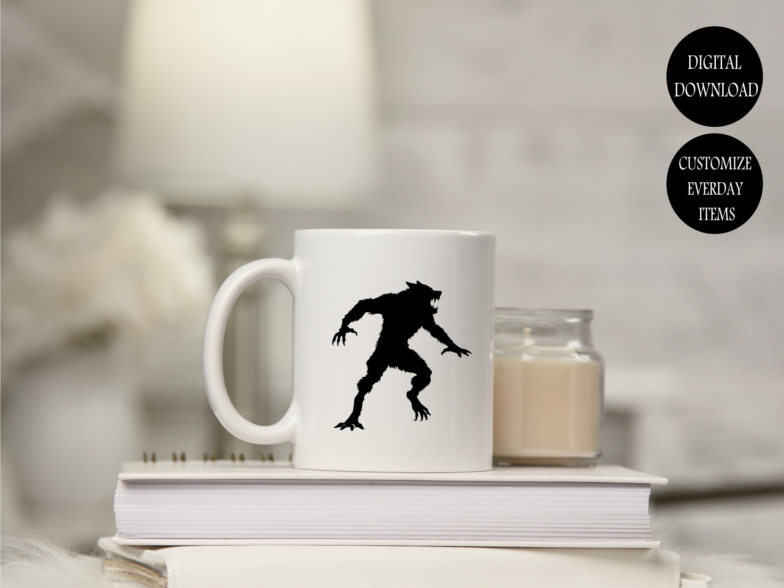 Werewolf SVG, Wolfman DIY Transfer Sticker, Iron on Graphic, Full Moon ...