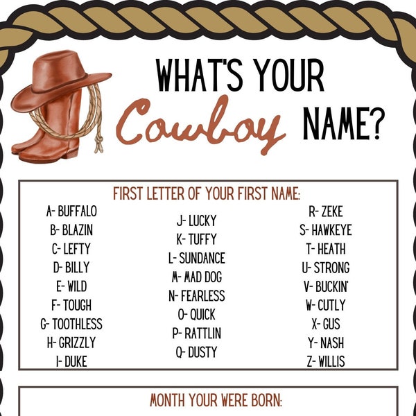 Cowboy Name - Etsy