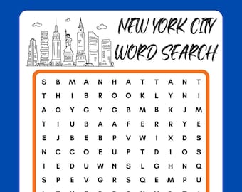 New York City Word Search Puzzle for Kids, Homeschool Lesson, Teacher ...