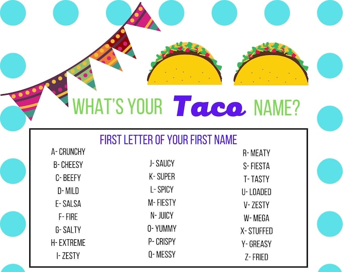 What’s Your Taco Name? Printable, Instant Download, PDF - Etsy