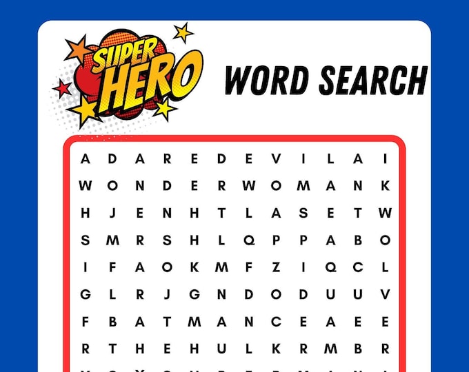 Super Hero Word Search, Printable, Instant Download, PDF - Etsy