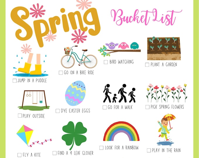 Spring Bucket List, Printable, Fun & Colorful - Etsy