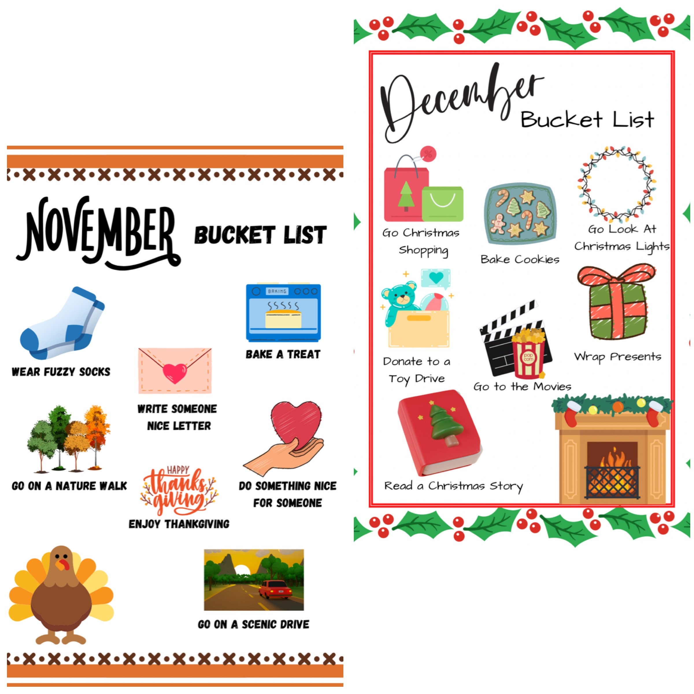 12 Months Bucket List, Printable, Fun for Family - Etsy