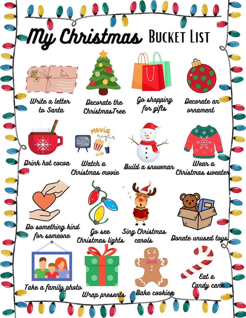Christmas Bucket List, Printables, Kids and Family - Etsy