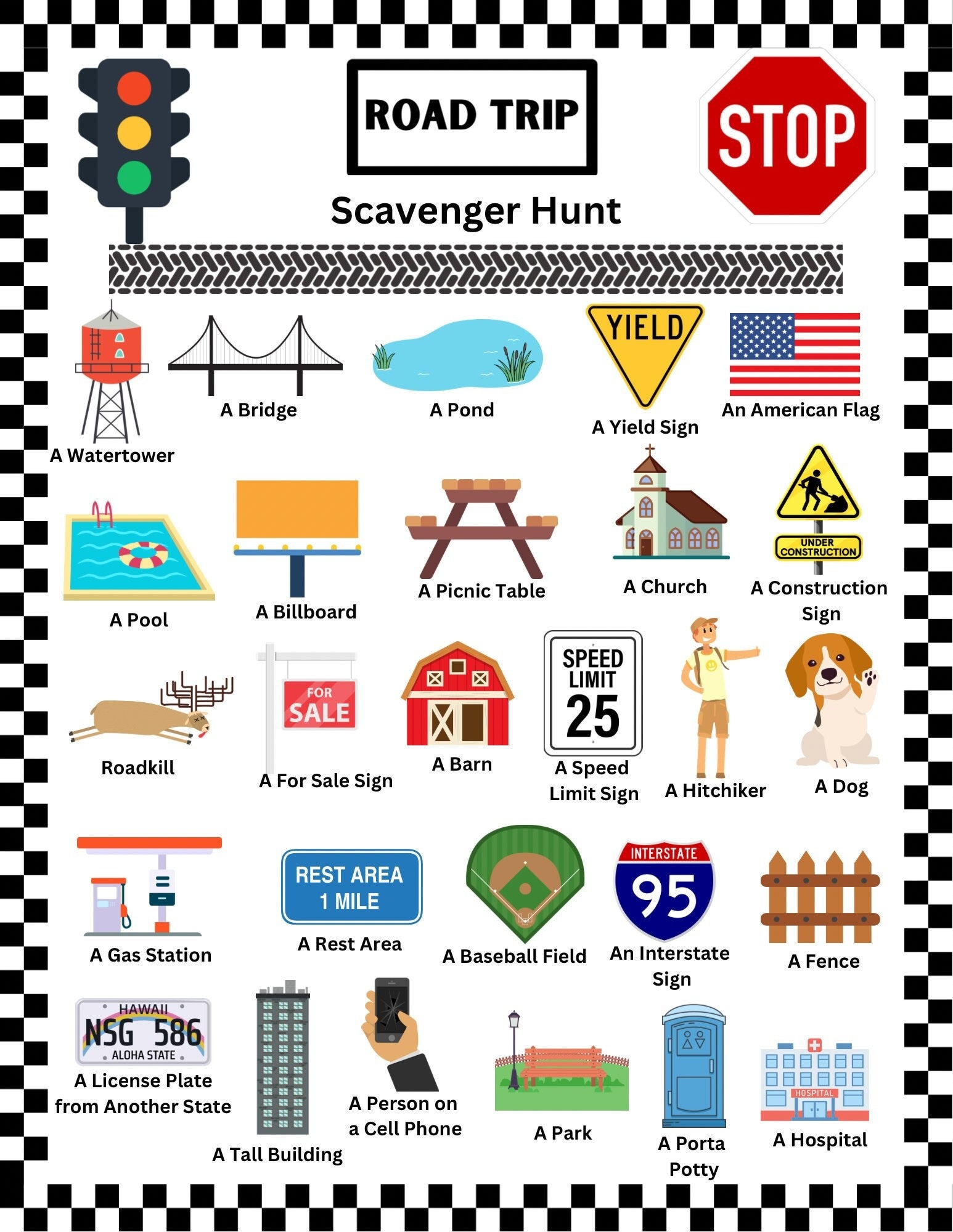 Road Trip Scavenger Hunt, Printable PDF - Etsy
