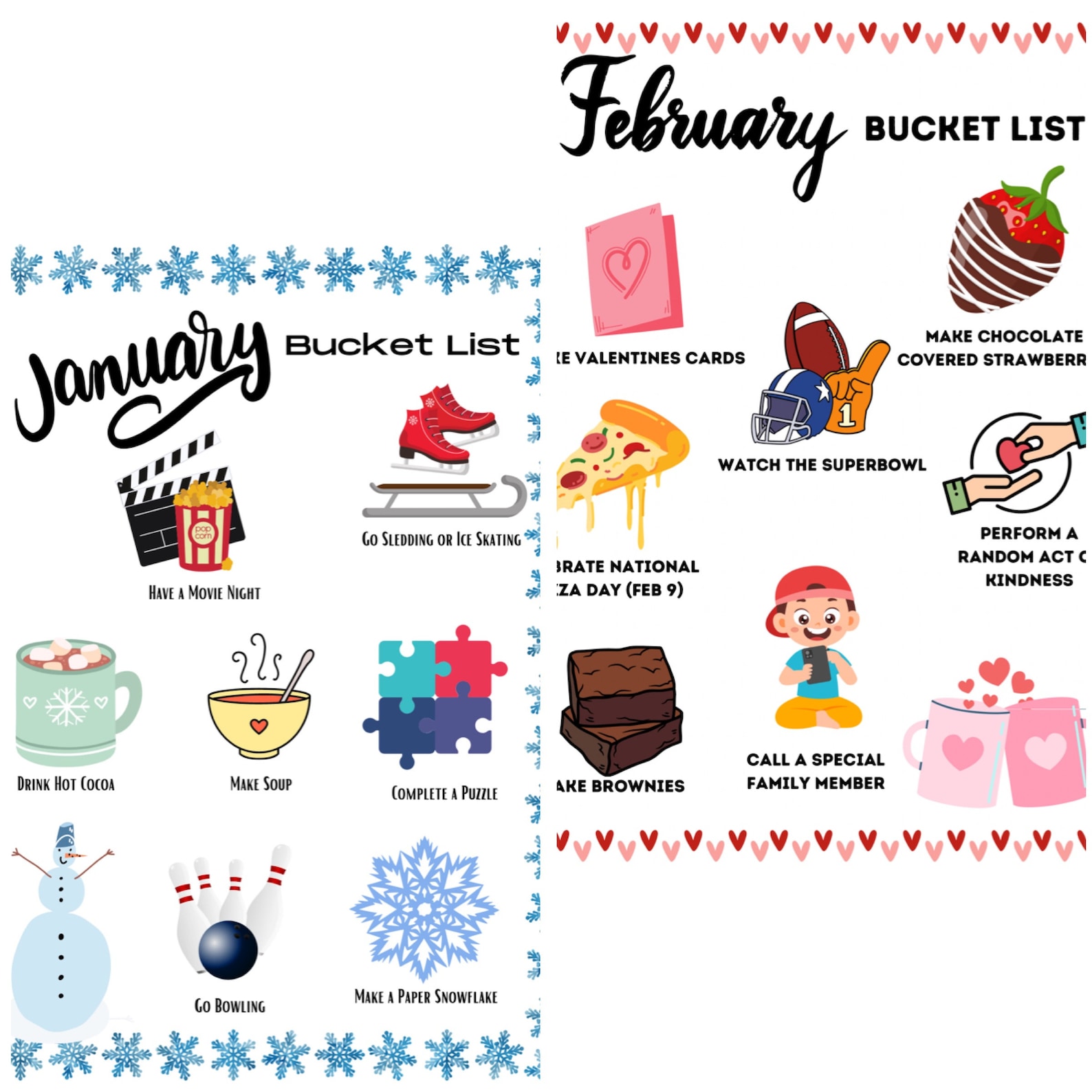 12 Months Bucket List, Printable, Fun for Family - Etsy