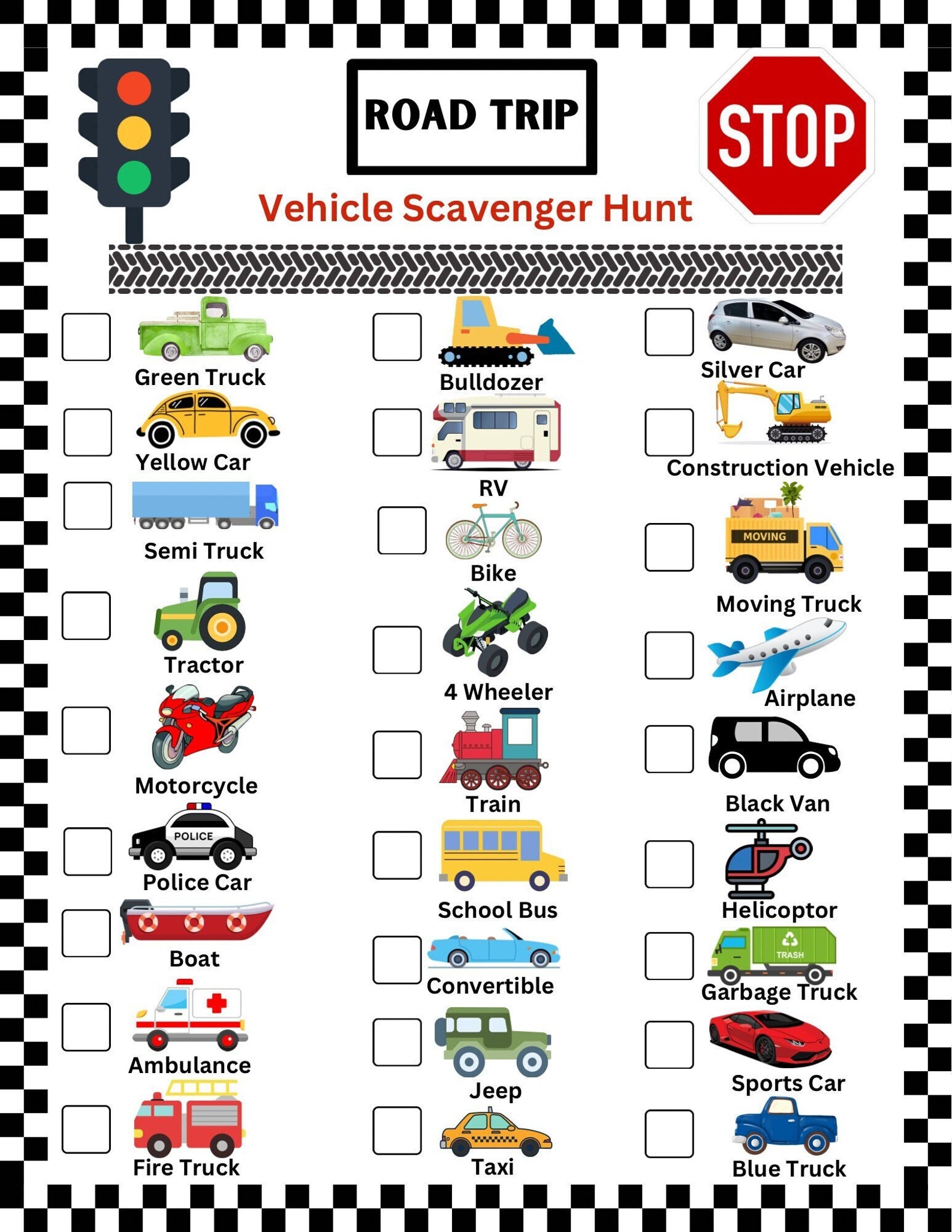 Road Trip Vehicle Scavenger Hunt, Instant Download, Printable - Etsy