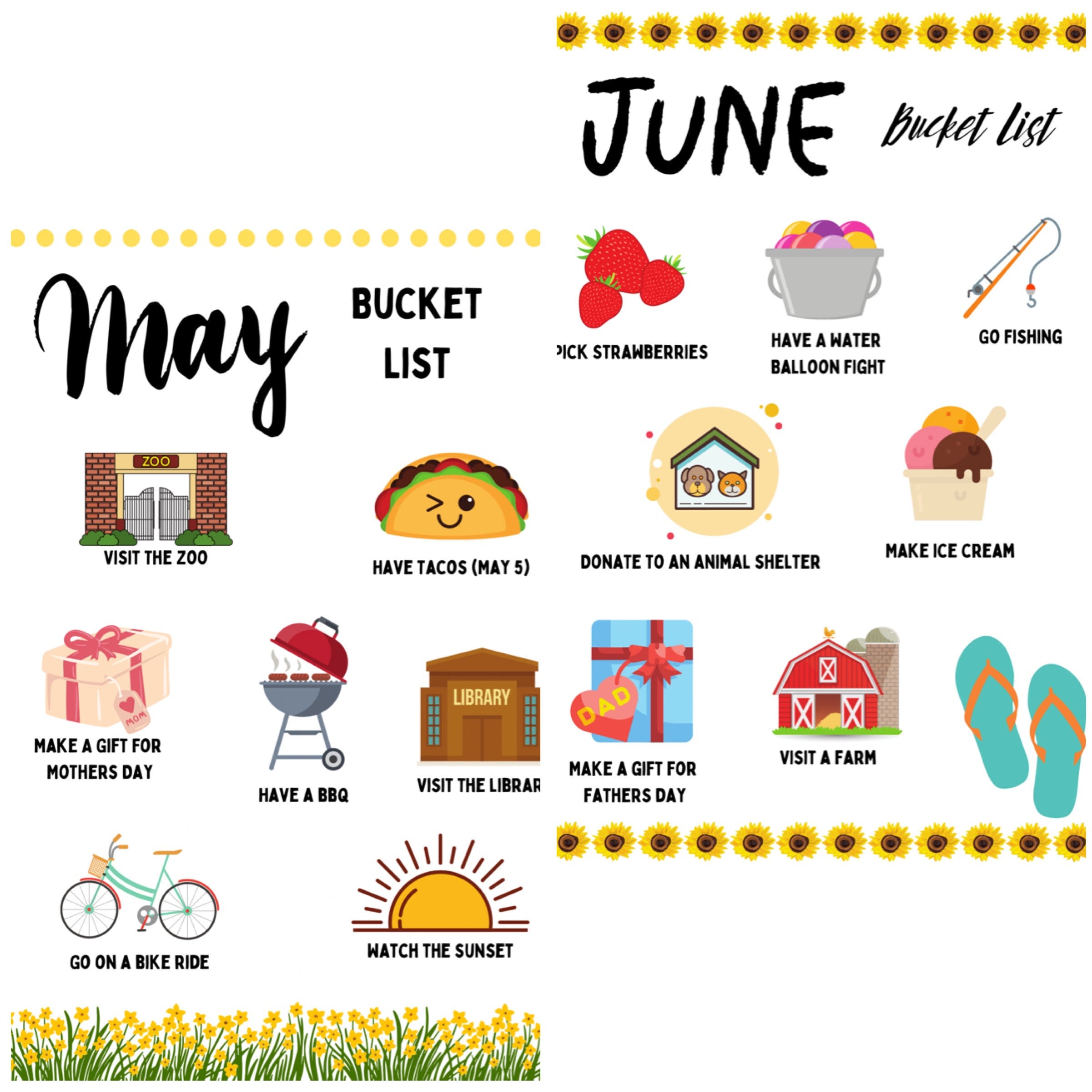 12 Months Bucket List, Printable, Fun for Family - Etsy