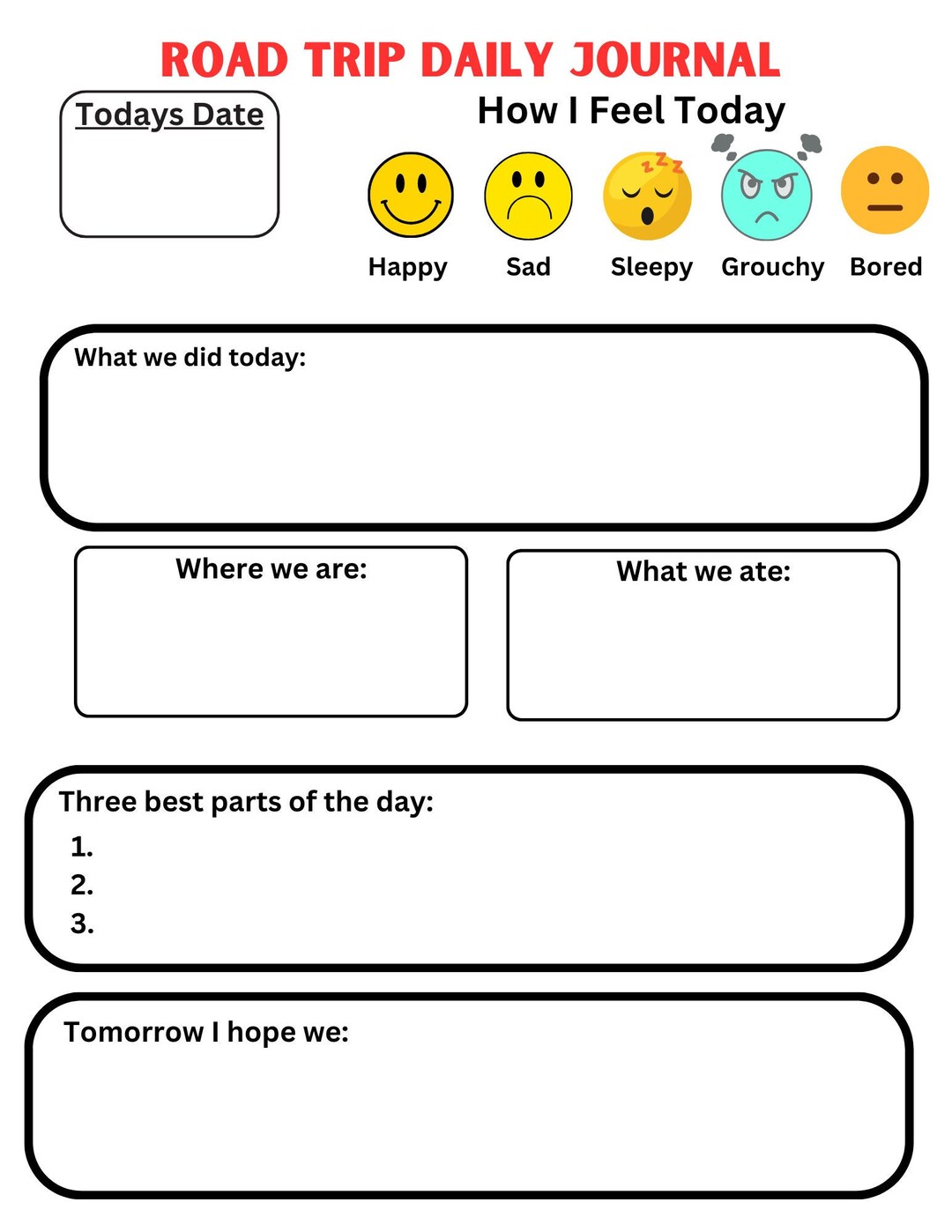 Road Trip Journal, Perfect for Long Trips, Printable, PDF - Etsy