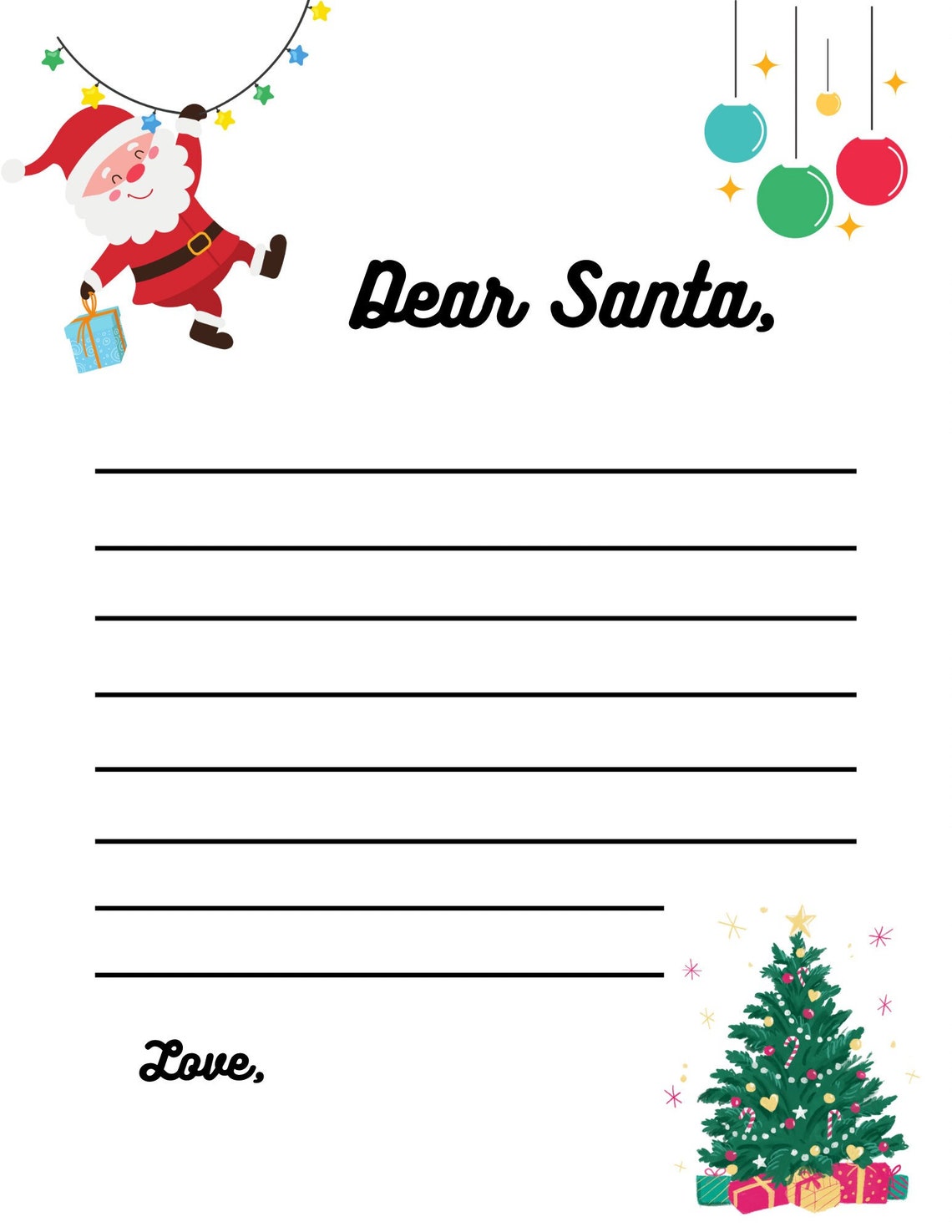 Dear Santa Letter, Blank, Instant Download, PDF - Etsy