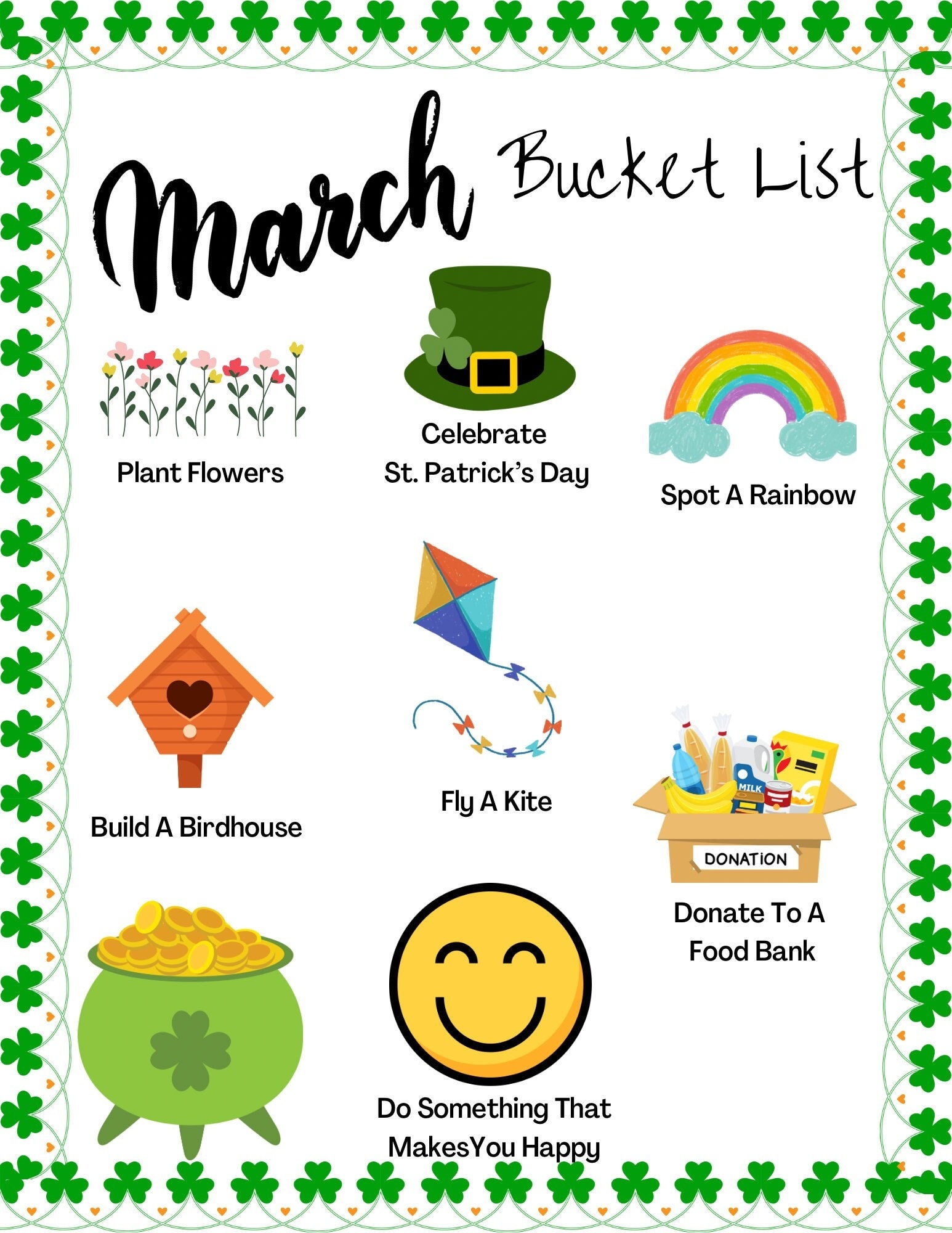 March Bucket List, Printable, Fun & Colorful - Etsy