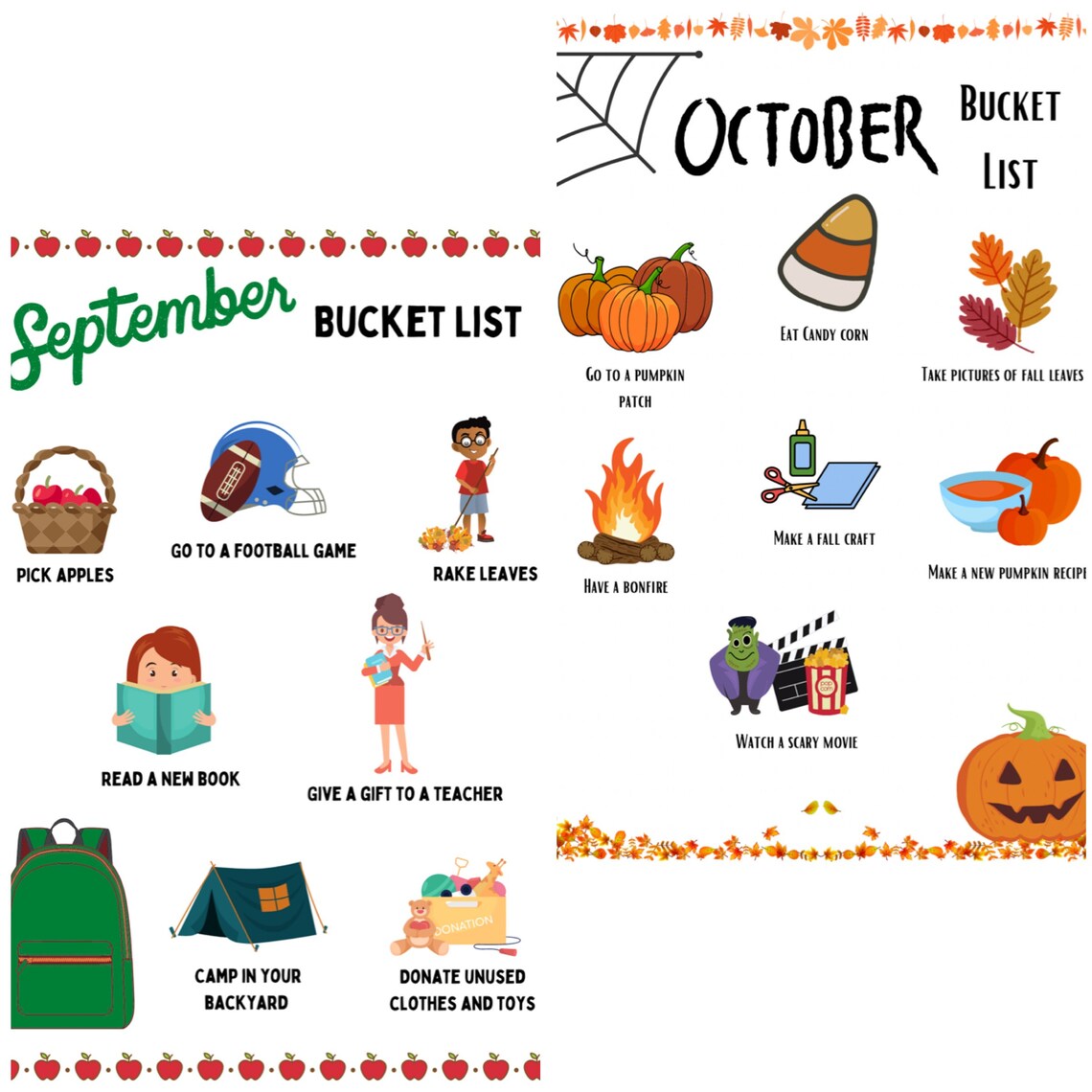 12 Months Bucket List, Printable, Fun for Family - Etsy