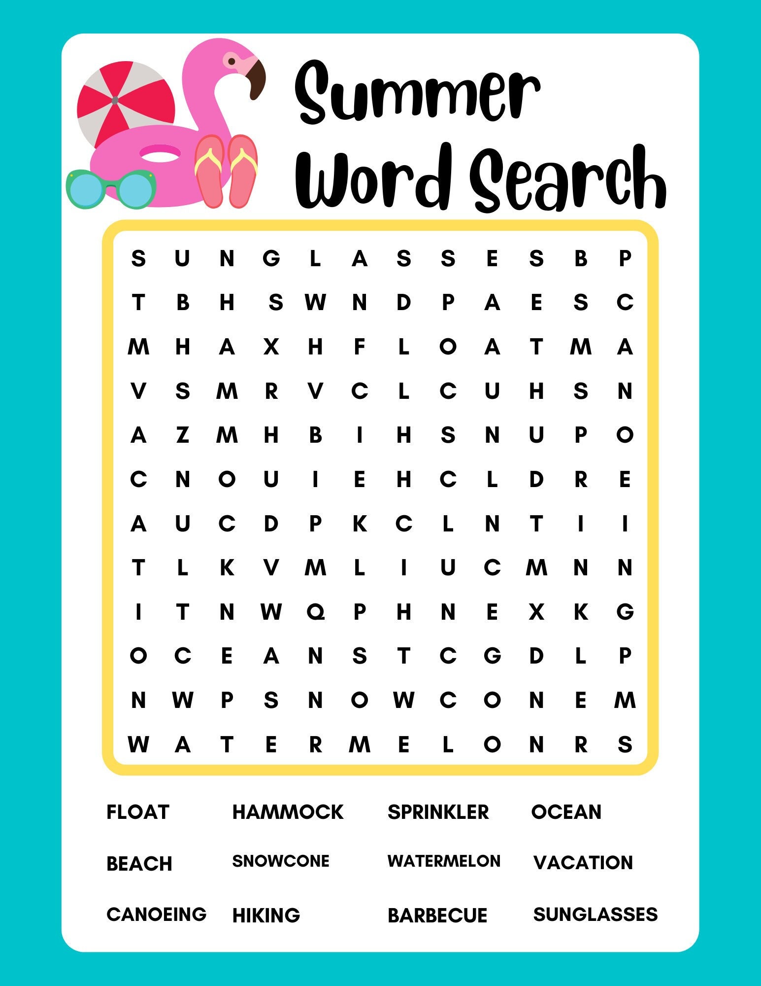 Summer Word Search