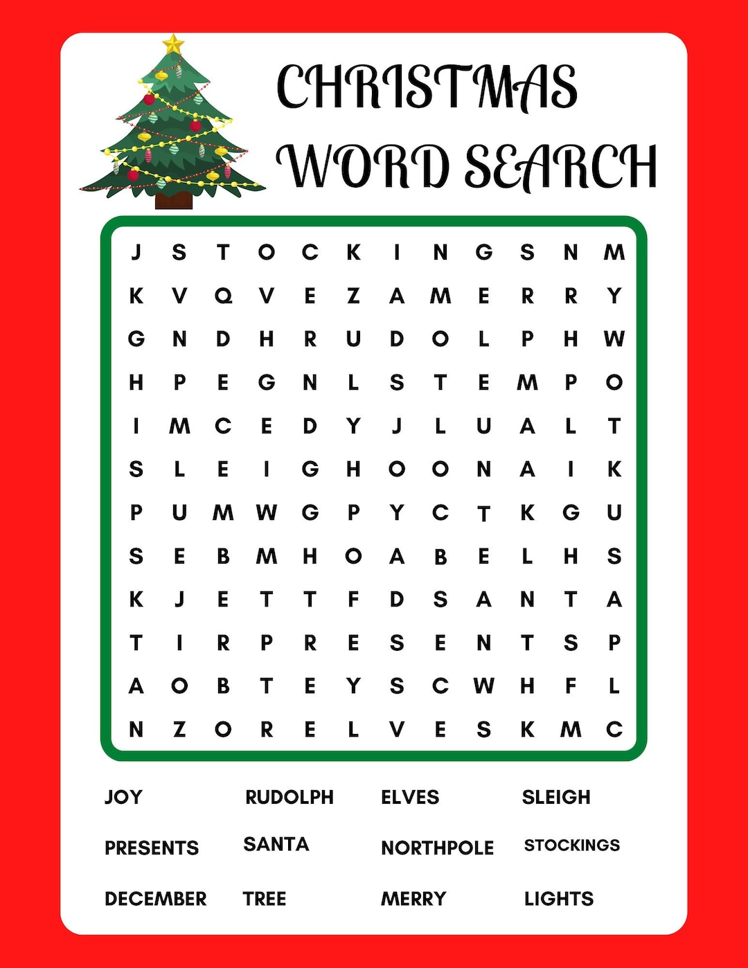 Christmas Word Search, Printable, Instant Download, PDF - Etsy