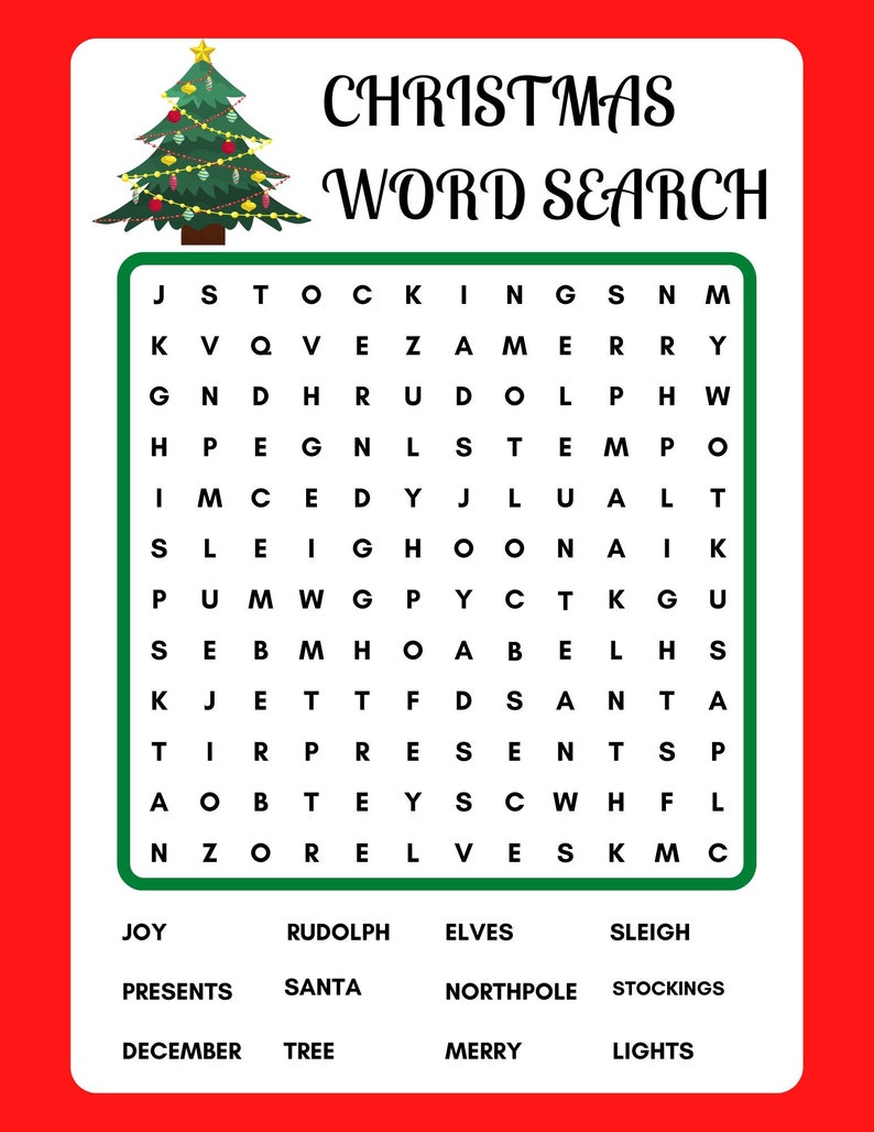 Christmas Word Search, Printable, Instant Download, PDF - Etsy