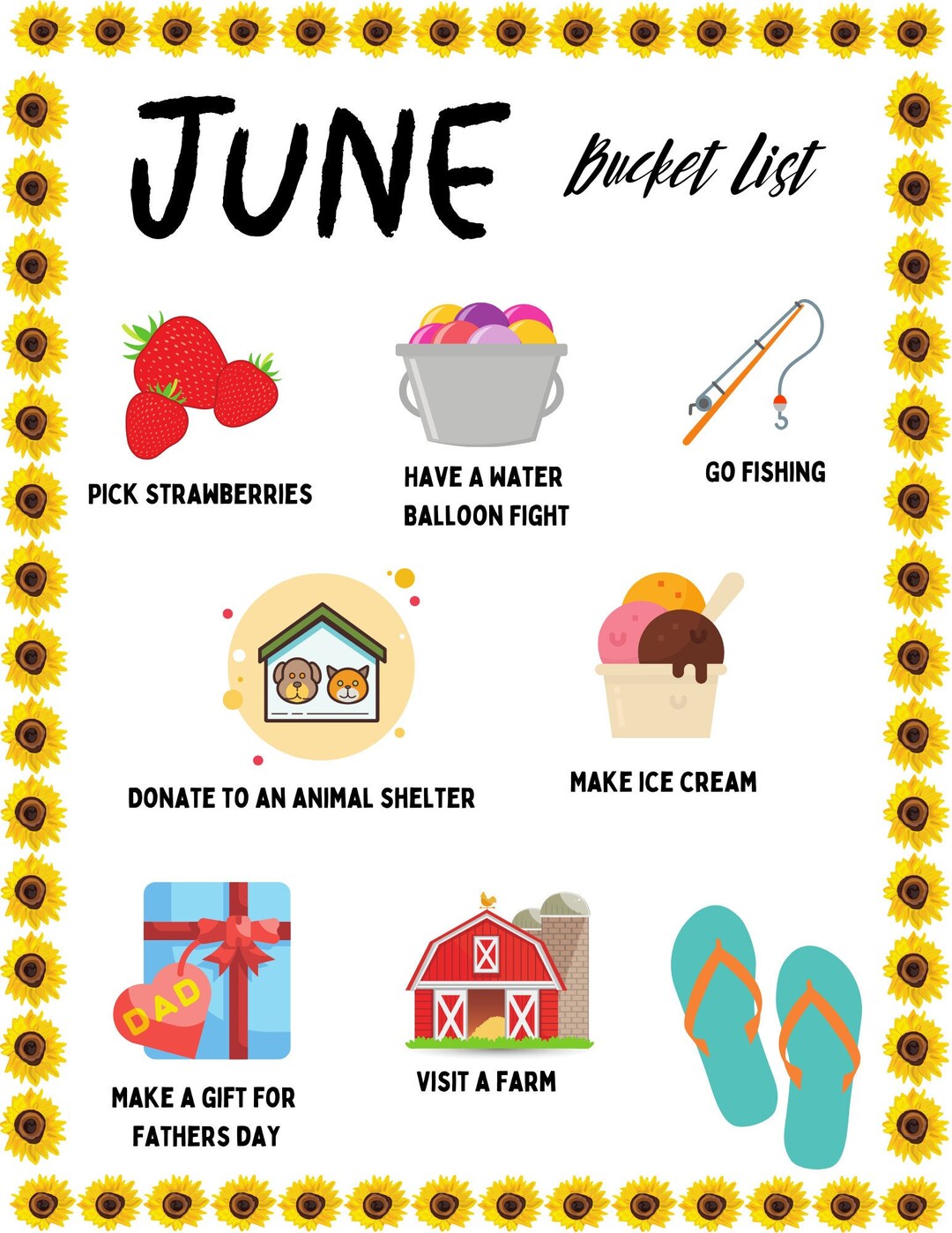 June Bucket List - Etsy
