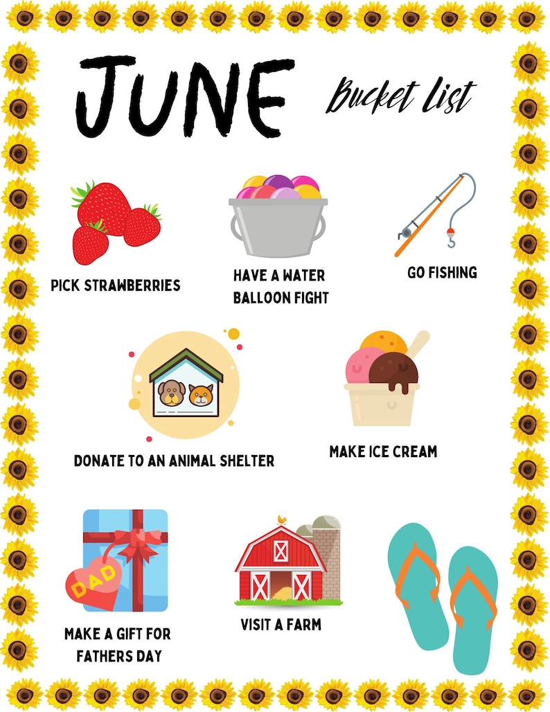 June Bucket List - Etsy