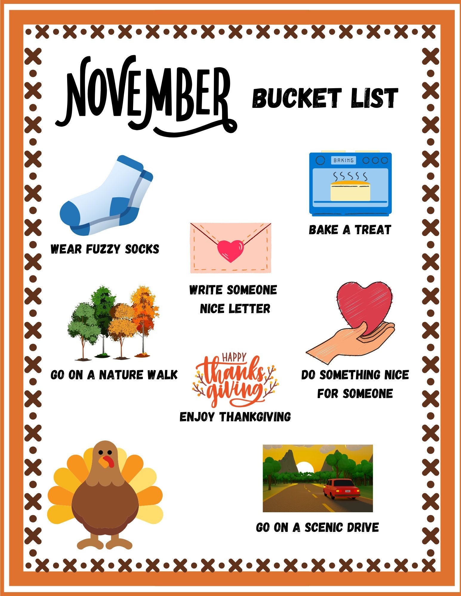 November Bucket List, Printable, Fun & Colorful - Etsy