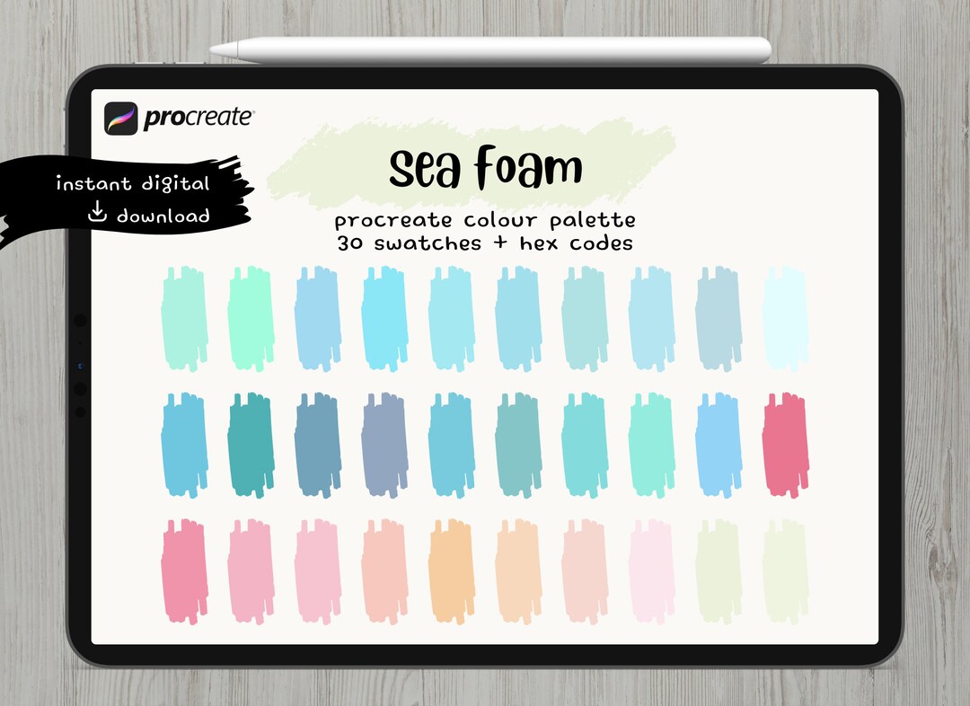 Sea Foam Procreate Palette & Hex-codes File [digital Download for Ipad ...