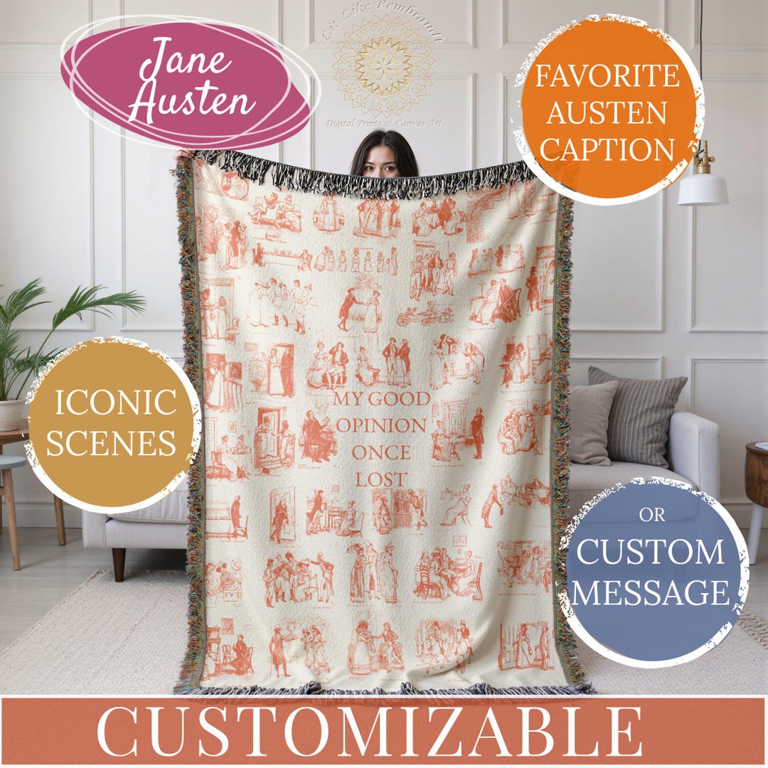 Pemberley Gift Pride and Prejudice Throw Mr Darcy Elizabeth Bennet Jane ...