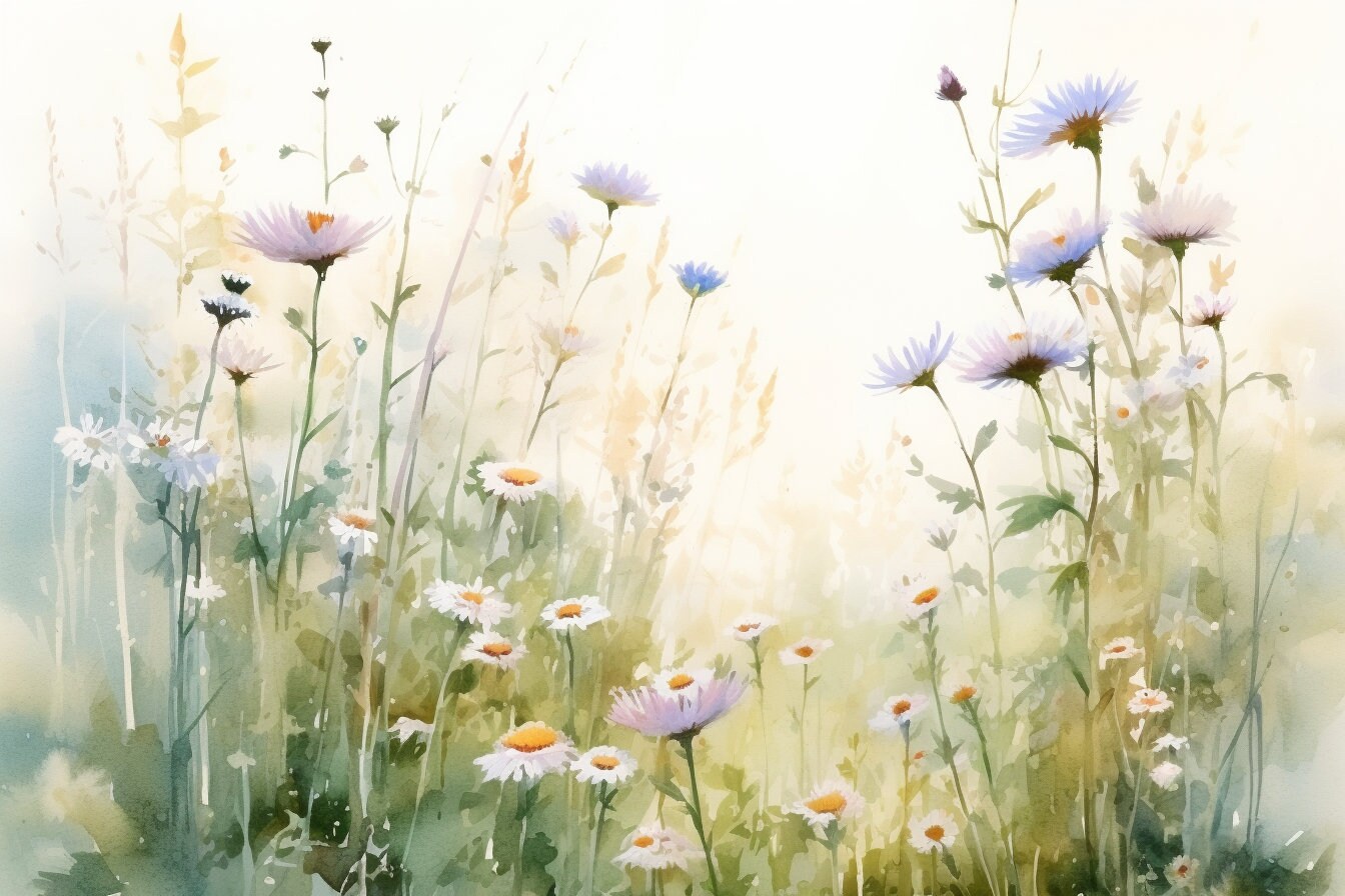 Printable Spring Wildflower Field Printable Vintage Wall Art Oil ...