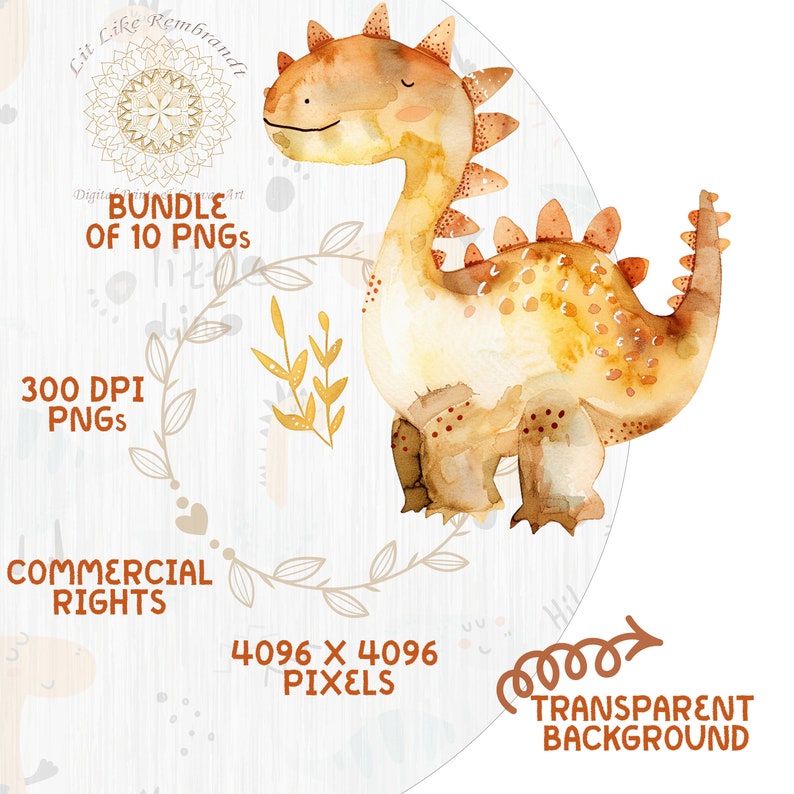 10 Baby Dinosaur Clip Art, Cute Dinos Clipart, Watercolor Dinosaur PNG ...