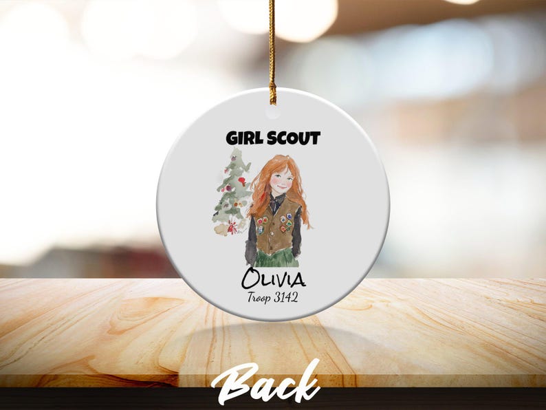 Personalized Girl Scout Ornament, Custom Girl Club Decoration, Name and ...